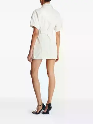Balmain Mini Lace-up Canvas Dress - White
