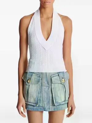 Balmain Cable-knit Halterneck Top