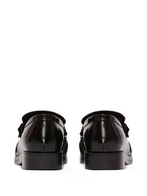 Balmain Glazed Leather Loafers - Black
