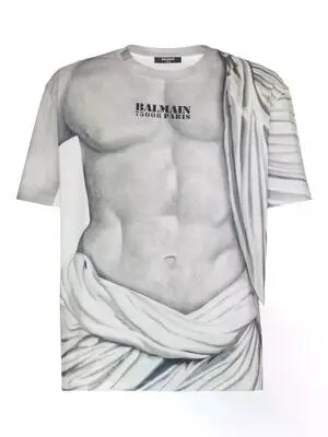 Balmain Logo Statue-print Cotton T-shirt