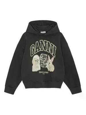 GANNI Graphic Print Hooded Sweatshirt