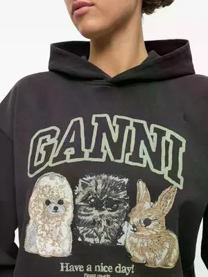 GANNI Graphic Print Hooded Sweatshirt