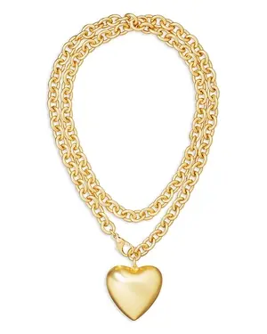 ROXANNE ASSOULIN Puffy Heart Pendant Necklace - Gold