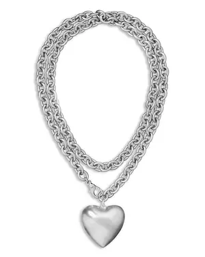 ROXANNE ASSOULIN Puffy Heart Pendant Necklace - Silver