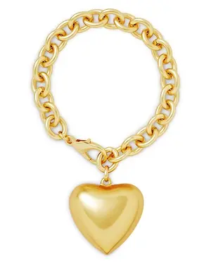 ROXANNE ASSOULIN Puffy Heart Charm Link Bracelet - Gold