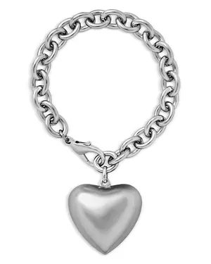 ROXANNE ASSOULIN Puffy Heart Charm Link Bracelet - Silver