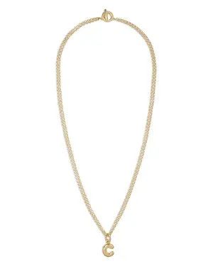 ROXANNE ASSOULIN Puffy Initial Double Chain Pendant Necklace C