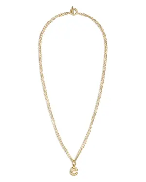 ROXANNE ASSOULIN Puffy Initial Double Chain Pendant Necklace - E