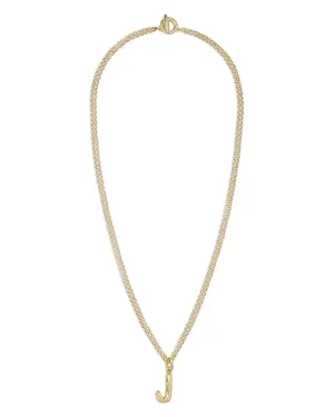 ROXANNE ASSOULIN Puffy Initial Double Chain Pendant Necklace J