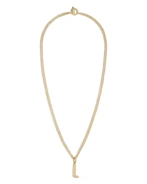 ROXANNE ASSOULIN Puffy Initial Double Chain Pendant Necklace L