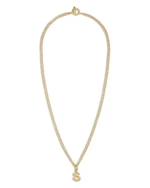 ROXANNE ASSOULIN Puffy Initial Double Chain Pendant Necklace S