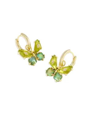 Kendra Scott Bianca Butterfly Huggie Earrings - Green/gold