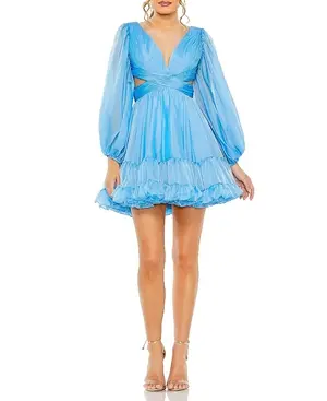 Chiffon Long Sleeve Mini Dresses