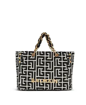 Balmain 1945 Soft Pb-monogrammed Jacquard Canvas Tote Bag