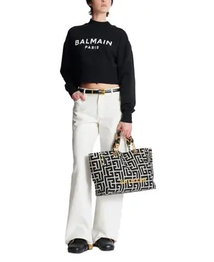 Balmain 1945 Soft Pb-monogrammed Jacquard Canvas Tote Bag