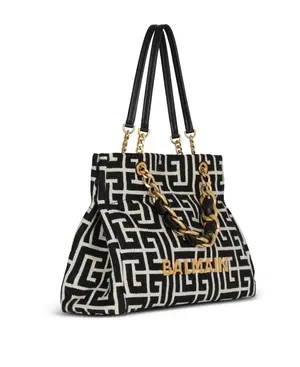 Balmain 1945 Soft Pb-monogrammed Jacquard Canvas Tote Bag