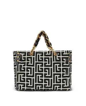 Balmain 1945 Soft Pb-monogrammed Jacquard Canvas Tote Bag