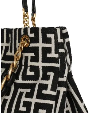 Balmain 1945 Soft Pb-monogrammed Jacquard Canvas Tote Bag