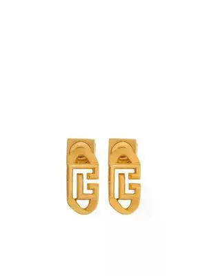 Balmain Monogram-plaque Earrings - Gold