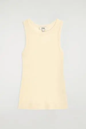 Cos Ribbed Mulberry Silk Tank Top - Beige