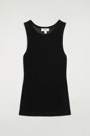 Cos Ribbed Mulberry Silk Tank Top - Black