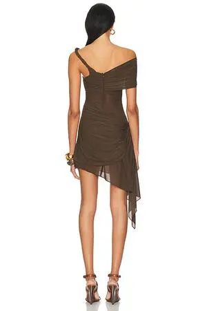 Ronny Kobo Izel Asymmetrical Off-shoulder Dress - Desert