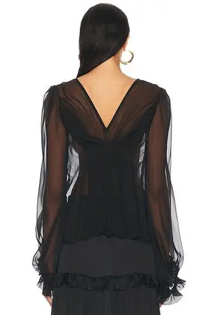 Saint Laurent Sheer Tie Front Blouse