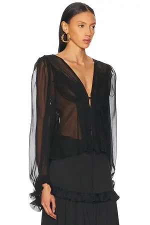 Saint Laurent Sheer Tie Front Blouse