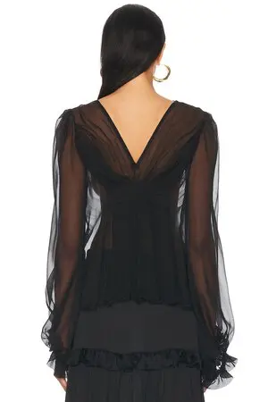 Saint Laurent Sheer Tie Front Blouse