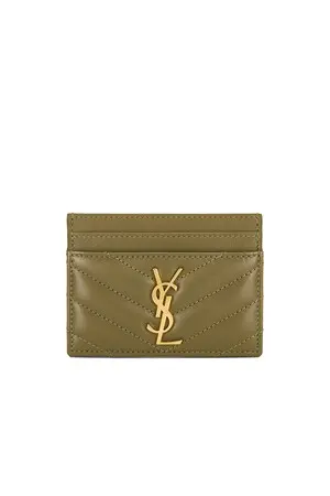 Saint Laurent Credit Card Case In Olive - Strong Moss