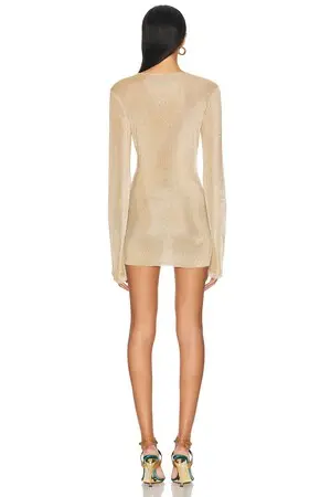 self-portrait buttoned knit mini dress Self-Portrait - Cream Textured Knit Mini Dress main image 0