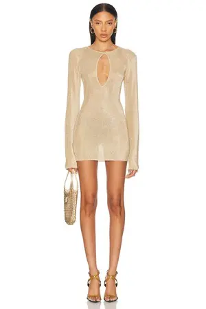 SEROYA Emeri Metallic Mini Dress - Gold