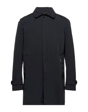 MOORER Solid Color Overcoat & Trench Coat - Blue