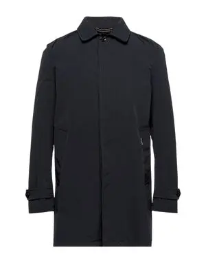 MOORER Solid Color Overcoat & Trench Coat - Blue
