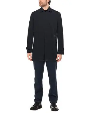 MOORER Solid Color Overcoat & Trench Coat - Blue