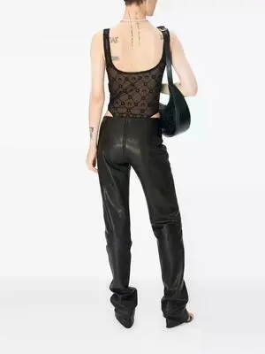 MARINE SERRE Satin-grain Leather Trousers