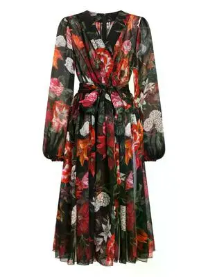Dolce & Gabbana Silk Midi Dress - Black