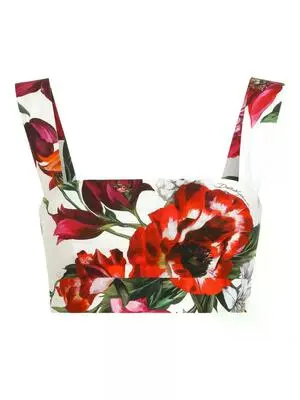 Dolce & Gabbana Floral-print Cropped Top - White