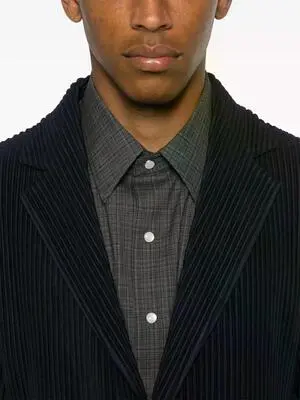 Issey Miyake Plissé-effect Blazer - Blue
