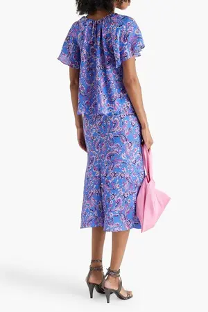 Isabel Marant Étoile Prielle Printed Satin-jacquard Midi Skirt