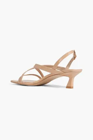 STUART WEITZMAN Oasis 50 Patent-leather Slingback Sandals - Beige