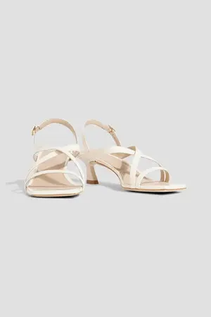 STUART WEITZMAN Oasis 50 Patent-leather Slingback Sandals - Ivory