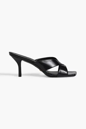STUART WEITZMAN Carmen 75 Leather Mules - Black