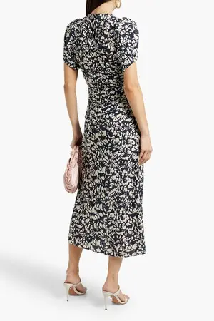Isabel Marant Étoile Lilia Ruched Printed Stretch-silk Midi Dress