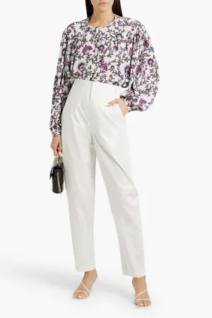 Isabel Marant Étoile Brunille Floral-print Stretch-silk Blouse - Fuchsia
