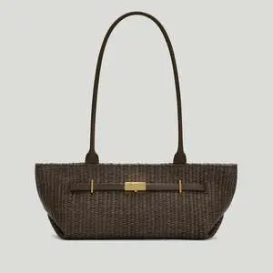 DEMELLIER The New York Shoulder Bag Espresso Raffia