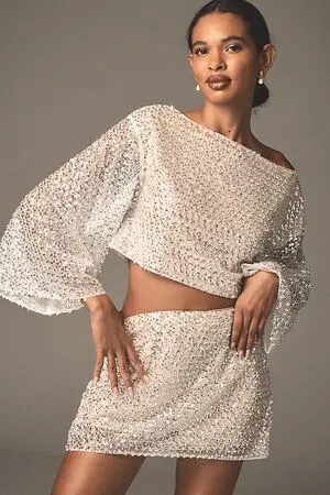 MARE MARE Sequin Long-sleeve Crop Top & Mini Skirt Set