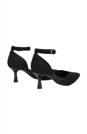 Vivaia Arabella Pointed-toe Kitten Heels With Adjustable Ankle Strap - Black