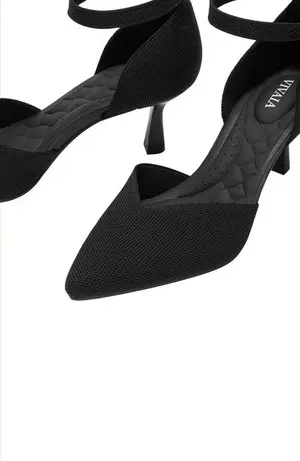 Vivaia Arabella Pointed-toe Kitten Heels With Adjustable Ankle Strap - Black