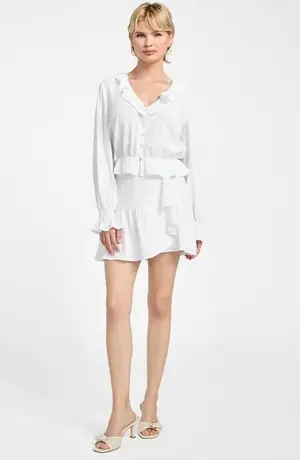 Guess Shaelo Long-sleeve Crop Top - White